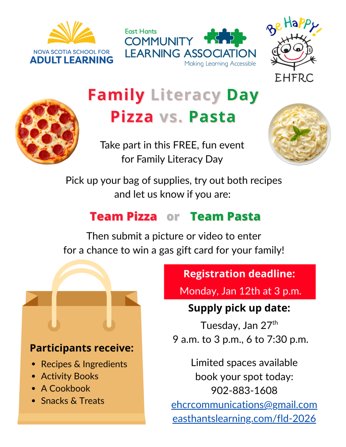 Pizza vs. Pasta for Family Literacy Day – East Hants Community Learning